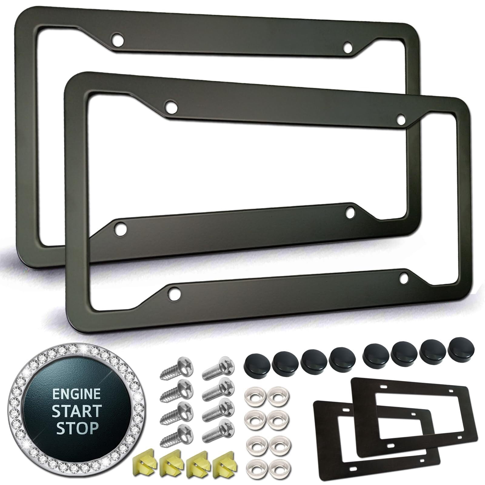 WQ Stainless Steel License Plate Frame- 2 Pack License Plate Holder ...