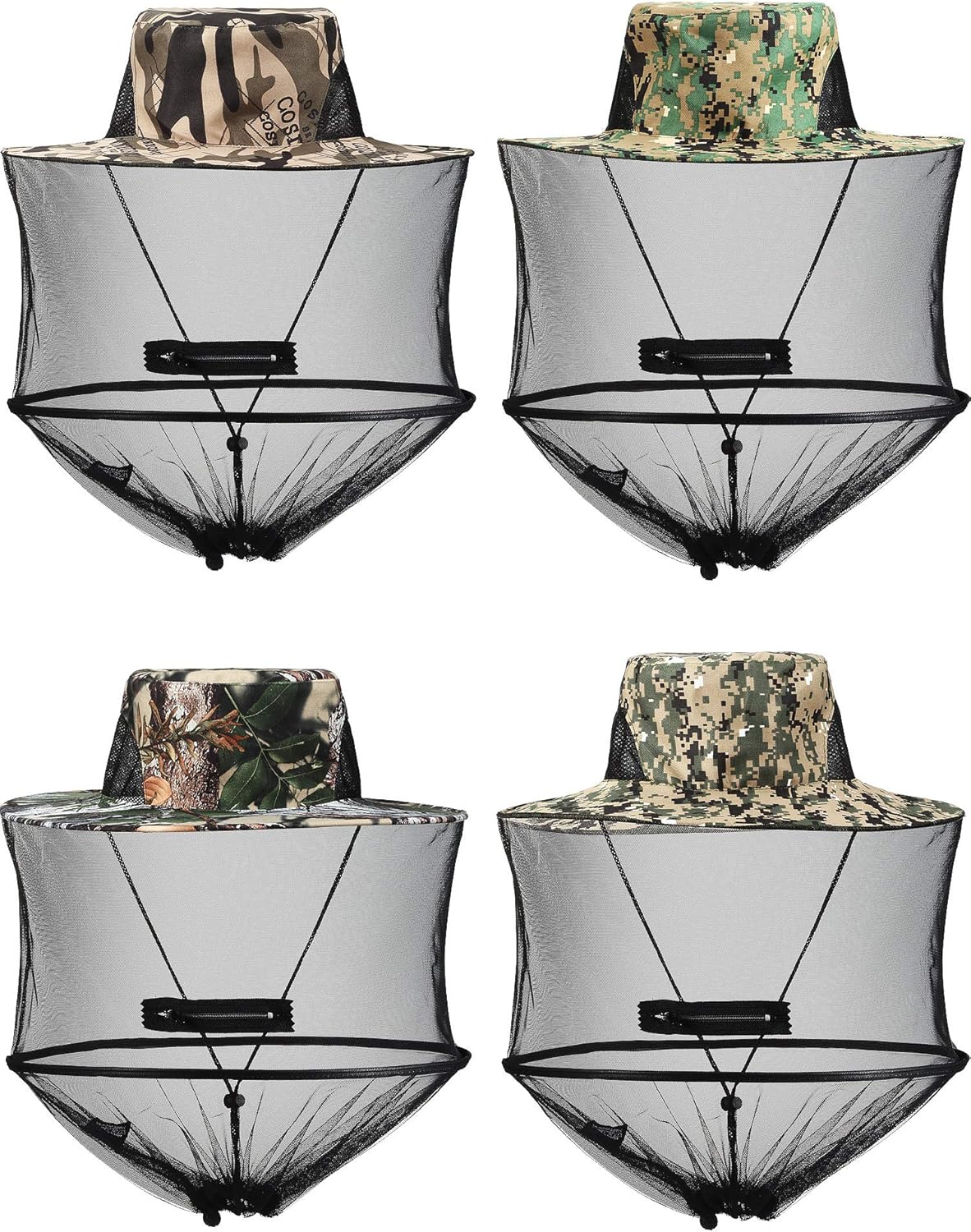 WQBLQH 4 Pieces Mosquito Head Mesh Mosquito Cap Net Hat Face Cover with ...