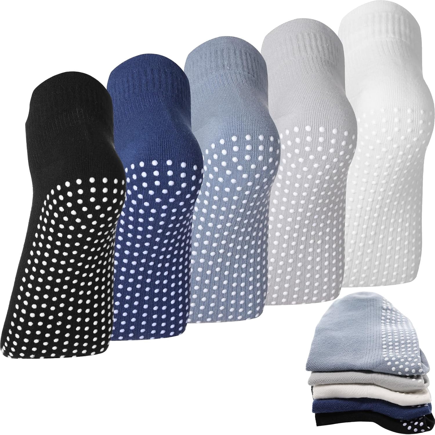 WQBLQH 5 Pairs Unisex Non Slip Socks with Grip Anti Skid Slipper Barre ...