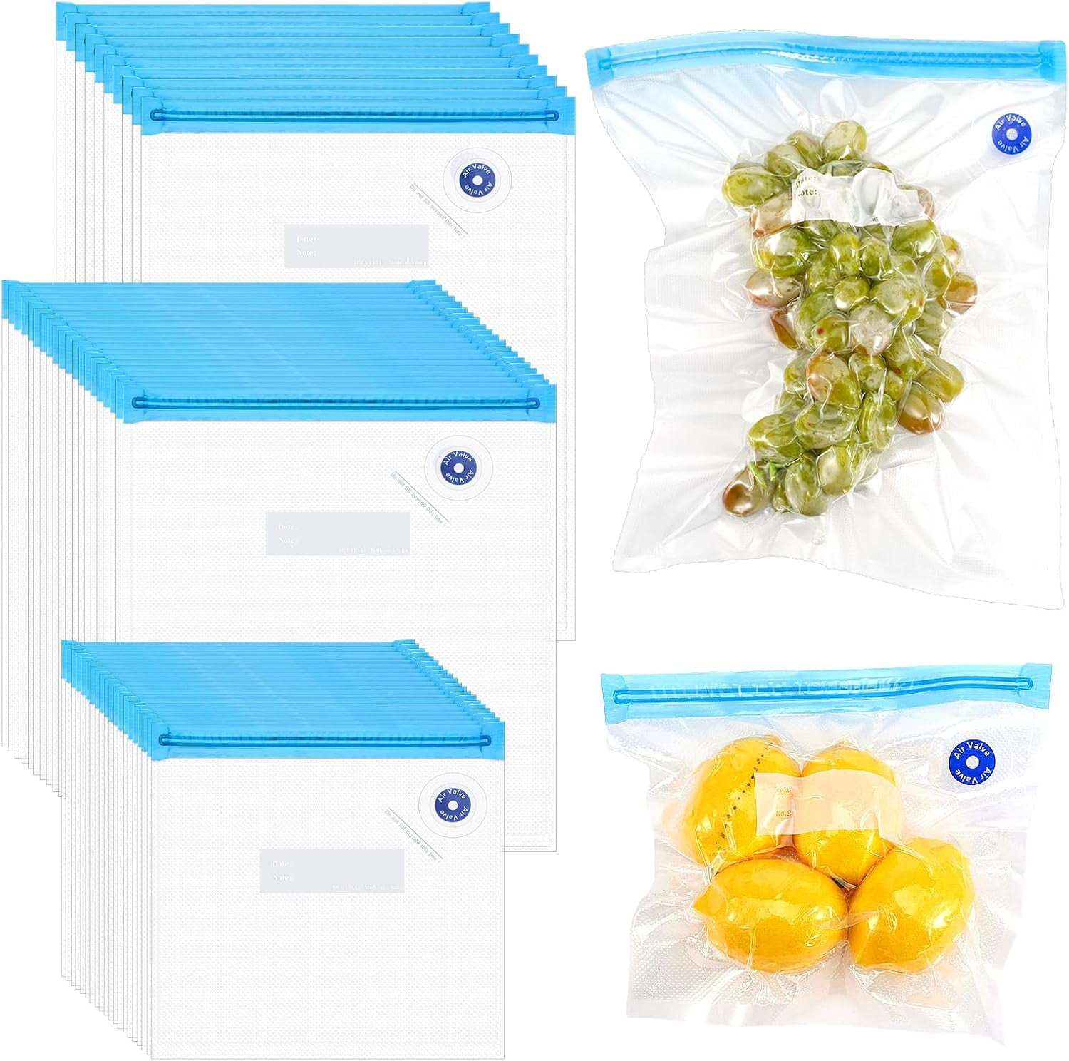 WQBLQH 50 Pcs Sous Vide Bags Reusable 3 Size Vacuum Seal Bag for Food ...