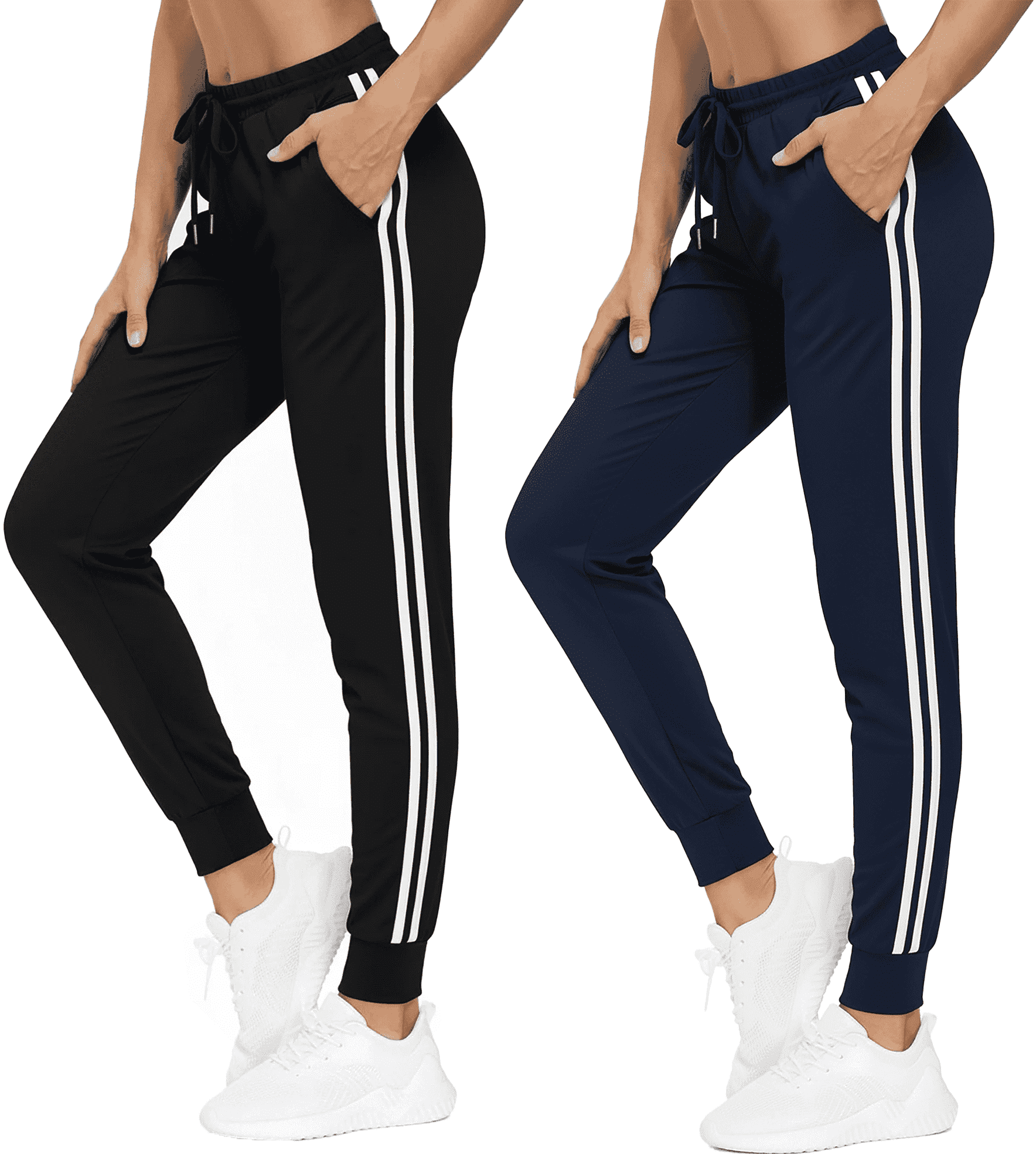 WQD 2 Pack Womens Sweatpants Jogger Pants with Pockets High Waist ...