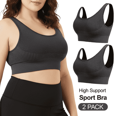 MINTREUS Women's Sports Bra Moderate Support Wide Strap Mesh Breathable ...