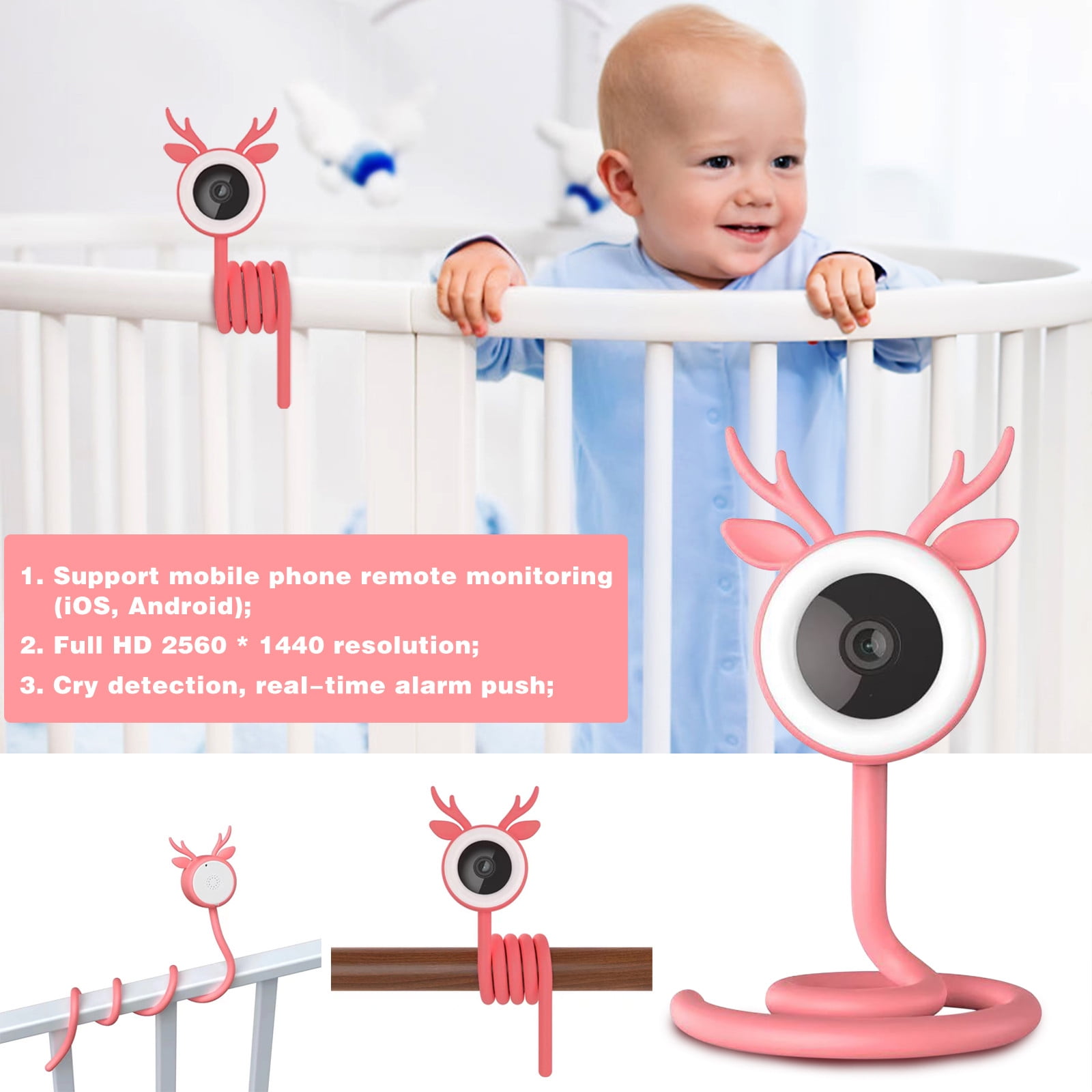 WQJNWEQ Baby Monitor, 4MP Wireless Baby Monitor Infrared Humidity ...