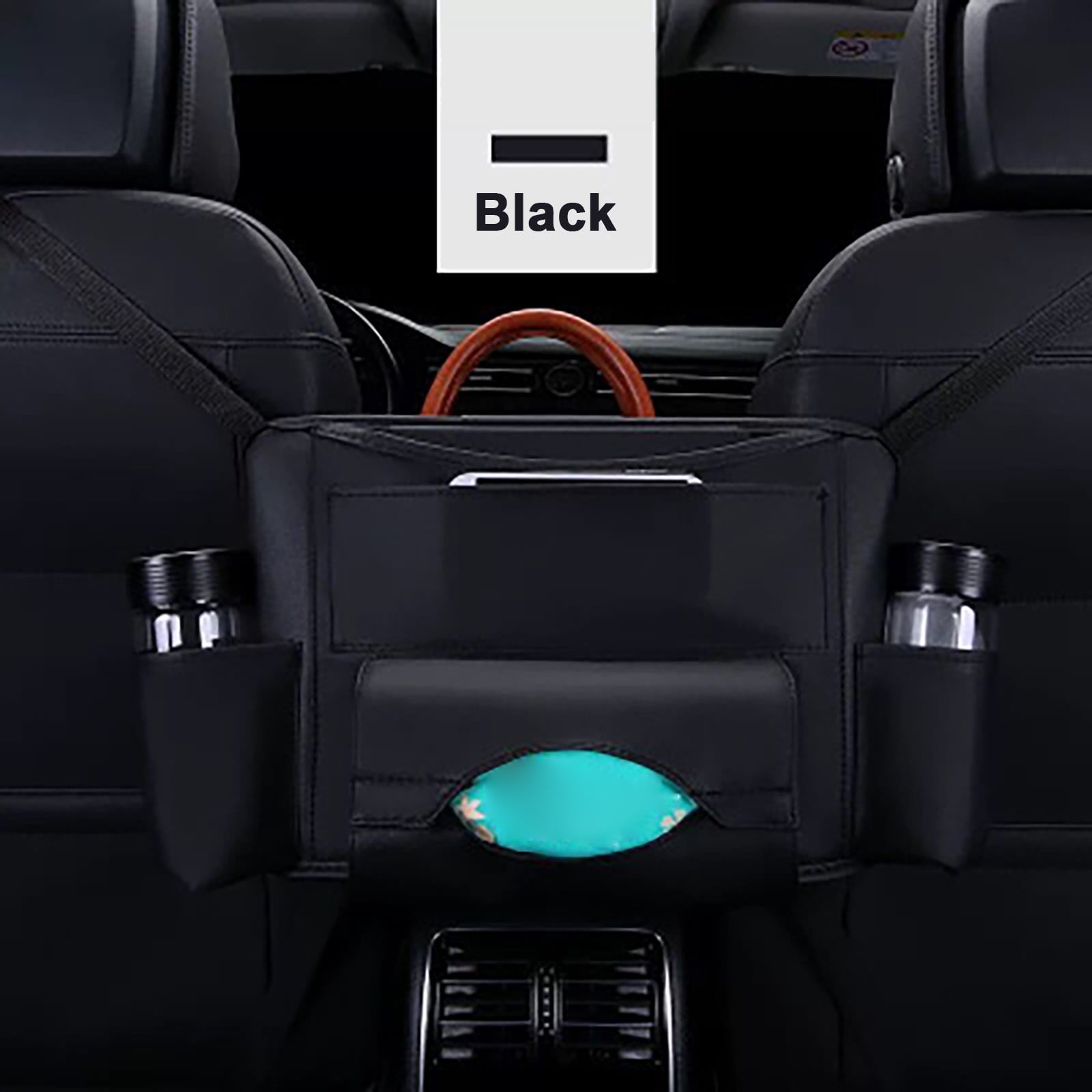 WQJNWEQ Black Leather Car Seat Back Bag Organizer Storage iPad Phone ...