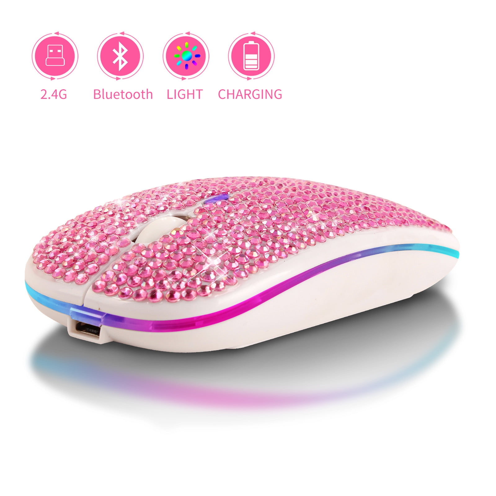 WQJNWEQ Dazzling Rechargeable 2.4GHz Ultra Thin Wireless Mouse with ...