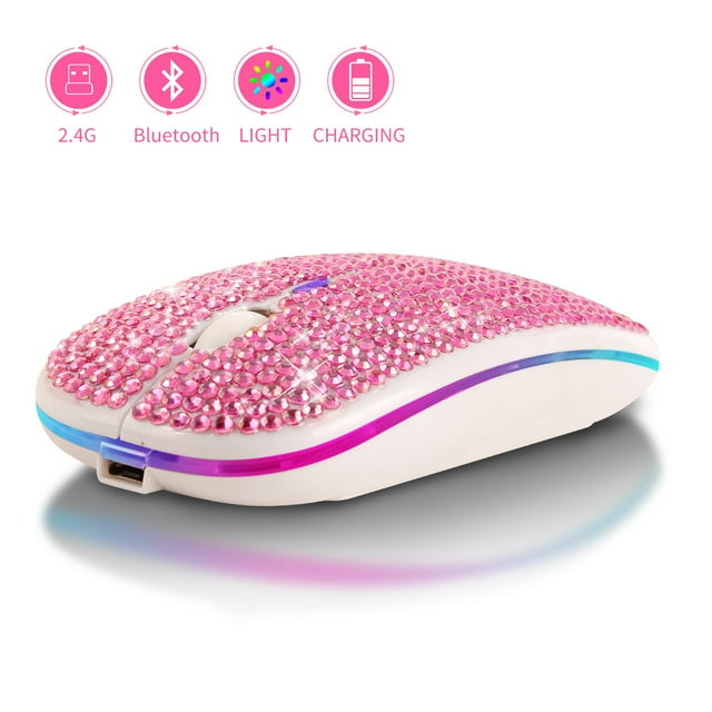 WQJNWEQ Dazzling Rechargeable 2.4GHz Ultra Thin Wireless Mouse with ...