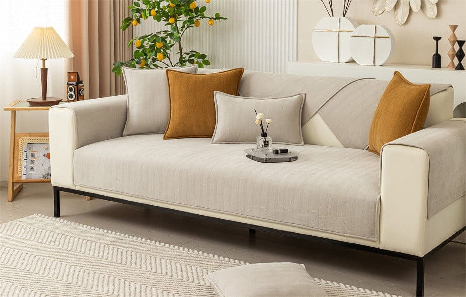 WQJNWEQ Clearance Herringbone Chenille Fabric Furniture Protector Sofa ...