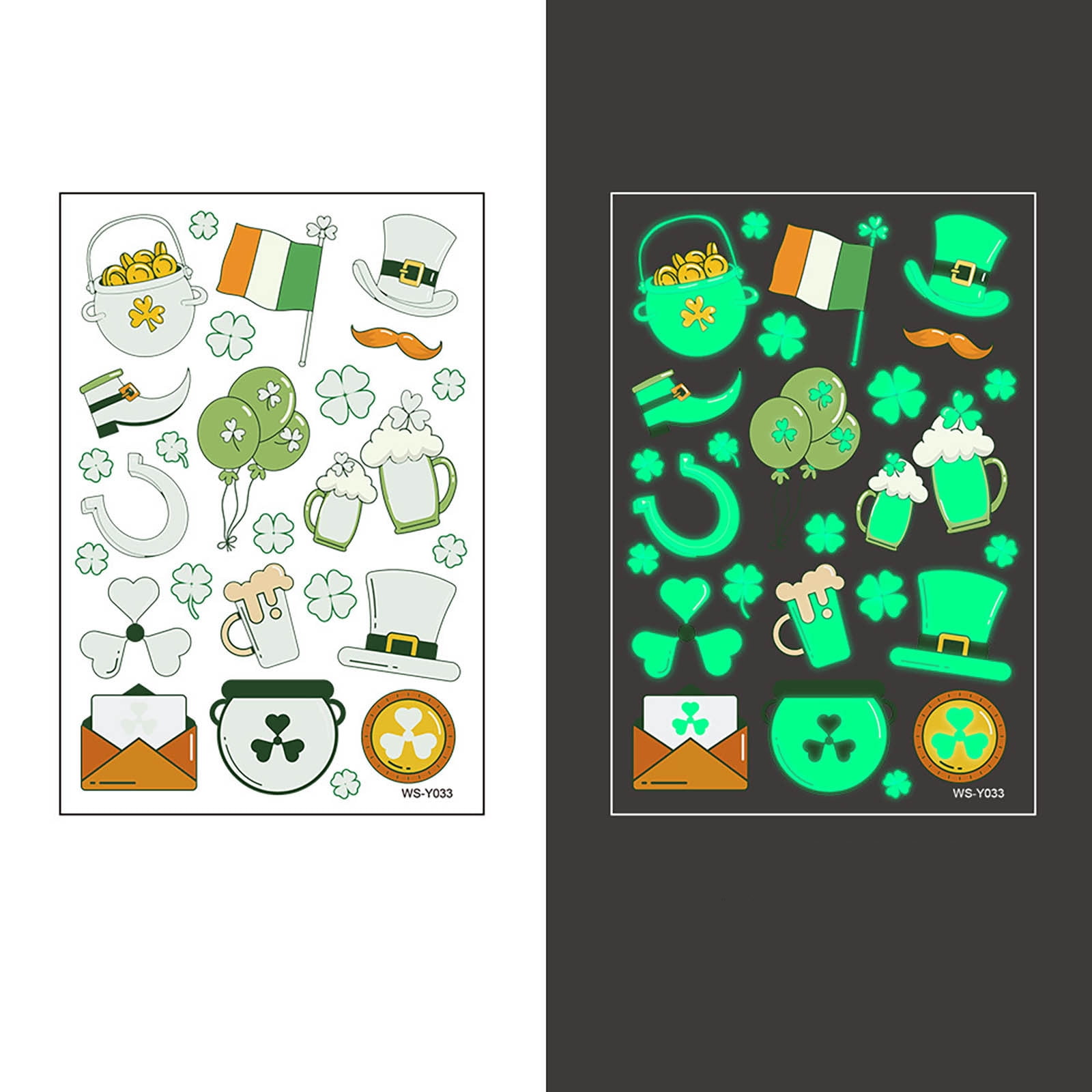 WQJNWEQ Clearance Irish Day Tattoo Green Stickers St. Patrick's Day ...