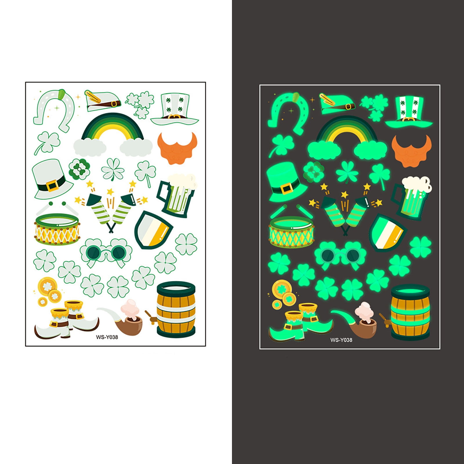 WQJNWEQ Clearance Irish Day Tattoo Green Stickers St. Patrick's Day ...