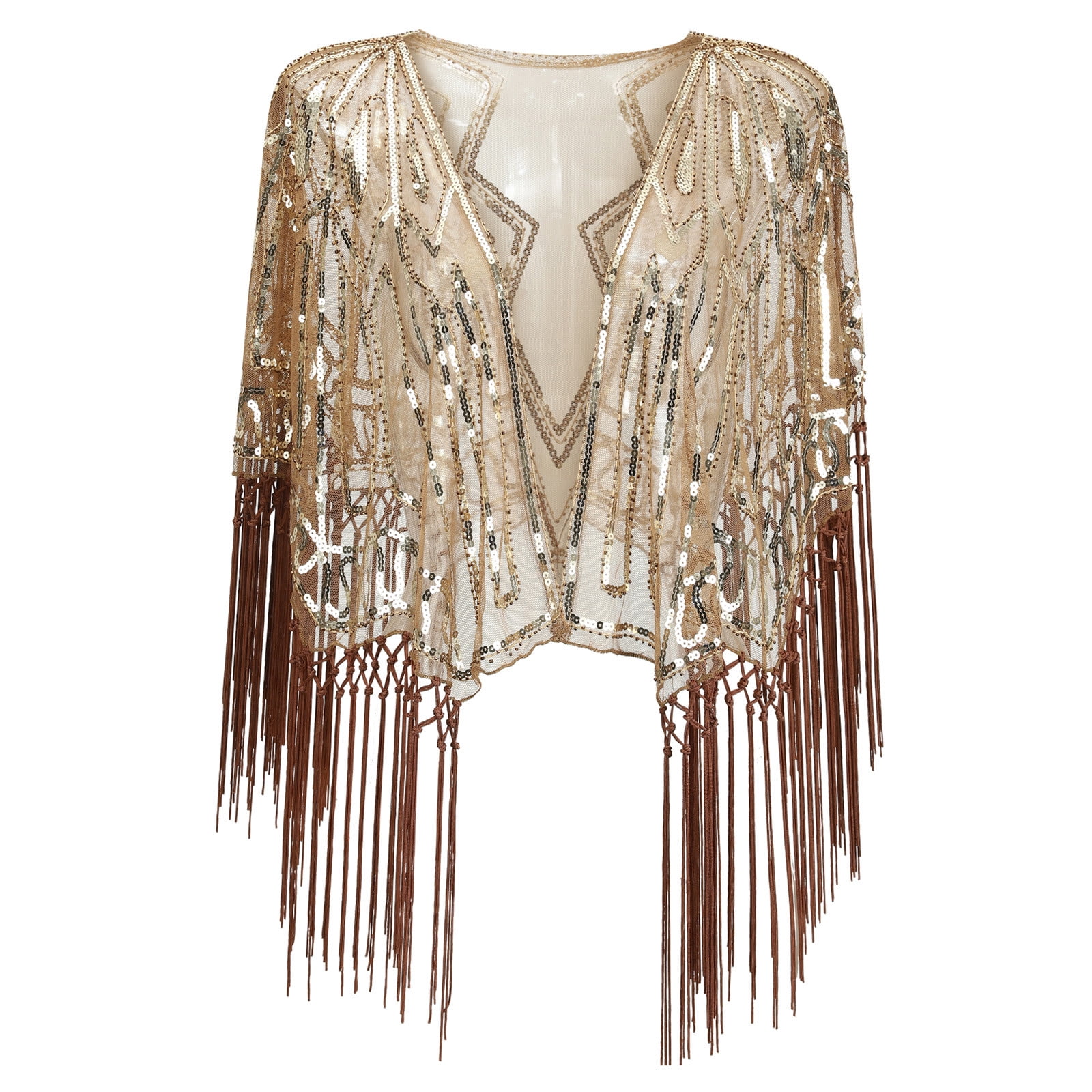 WQJNWEQ Women's 1920s Shawl Beaded Sequin Deco Evening Cape Bolero ...