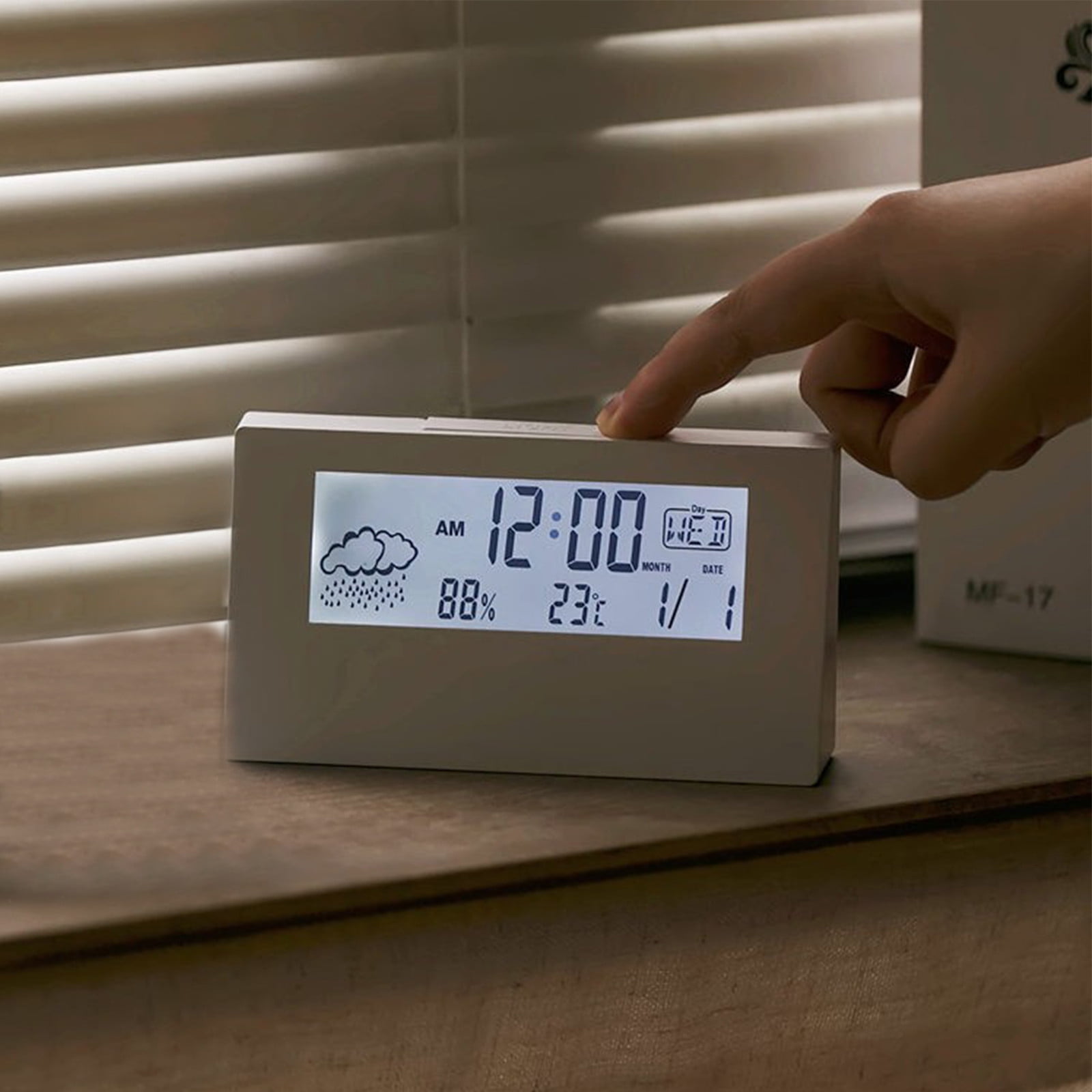 WQJNWEQ Digital Alarm Clock With LCD Weather Display Temperature ...