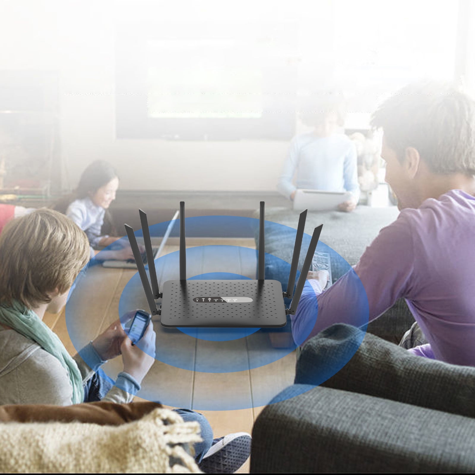 WQJNWEQ Dual Band 2.4G/5G Six Antenna 1200M Wireless Router Home WiFi ...