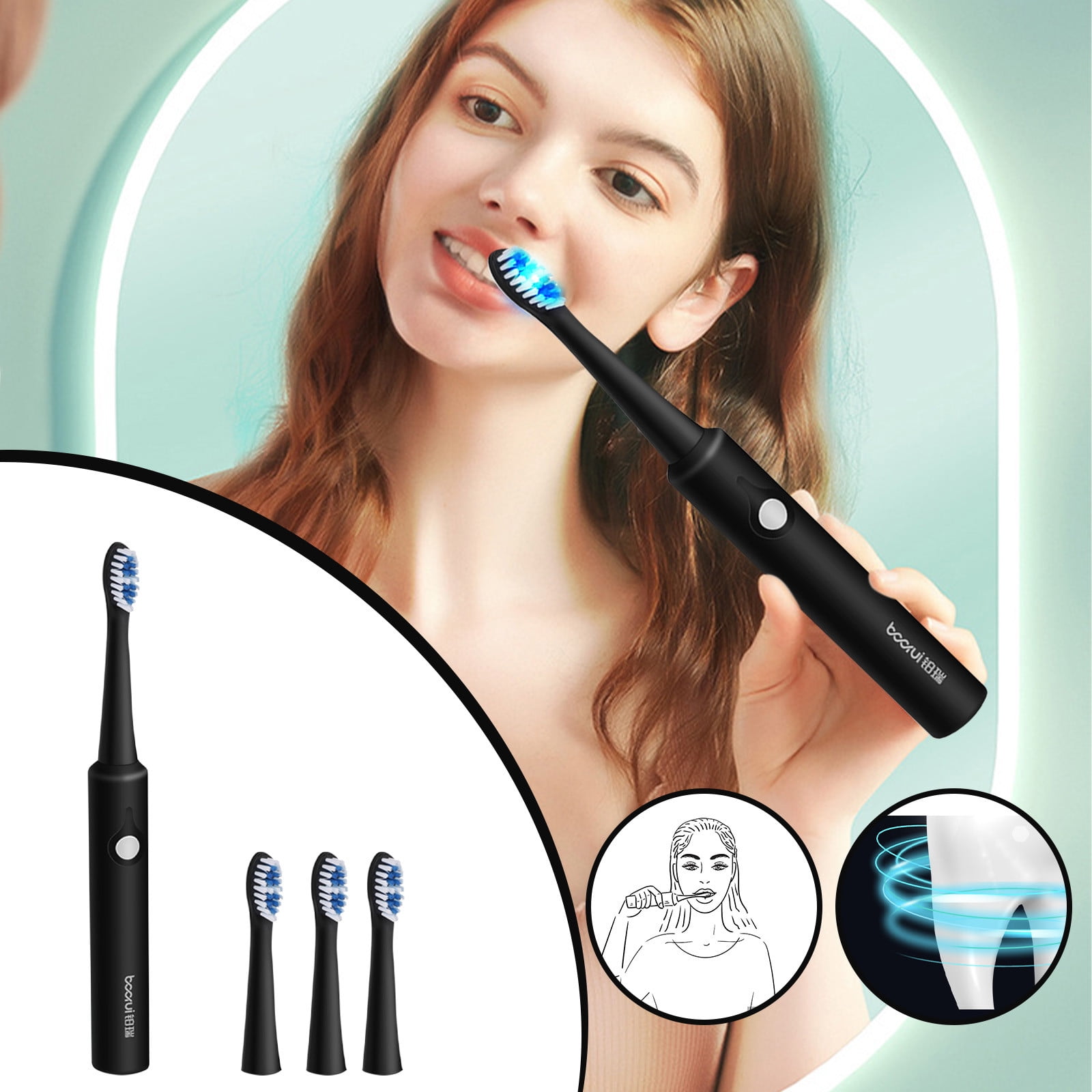 WQJNWEQ Electric Toothbrush,Waterproof, Low Noise, Portable, Smart ...