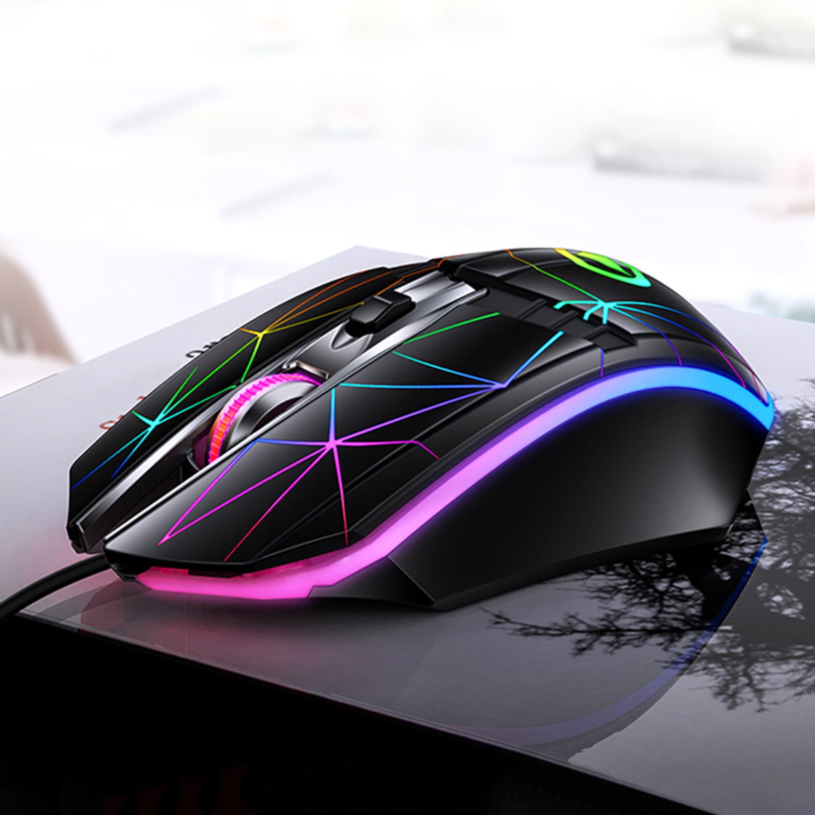 WQJNWEQ Engraved G11 Wired Metal Roller USB Glowing Mouse Game Macro ...