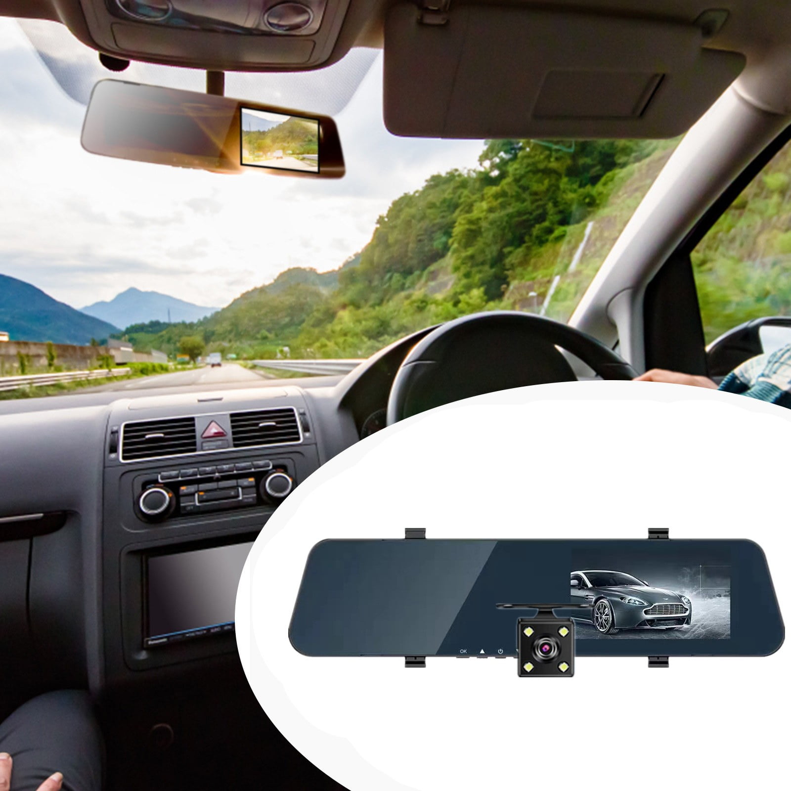 WQJNWEQ Mirror Dash Cam Backup Camera12 Inch, HD1080p Smart Camera ...