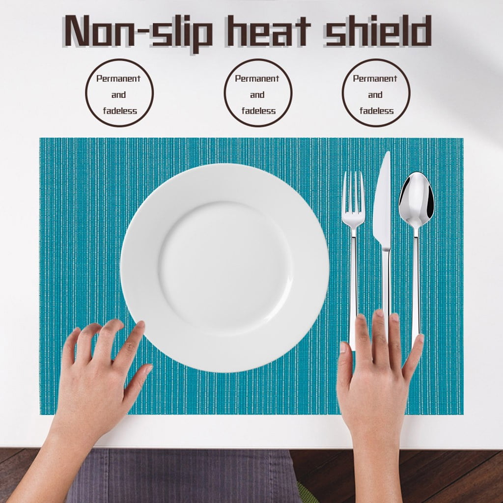 WQJNWEQ Placemat Green Solid Color PVC Mat Plain Horizontal Stripe ...