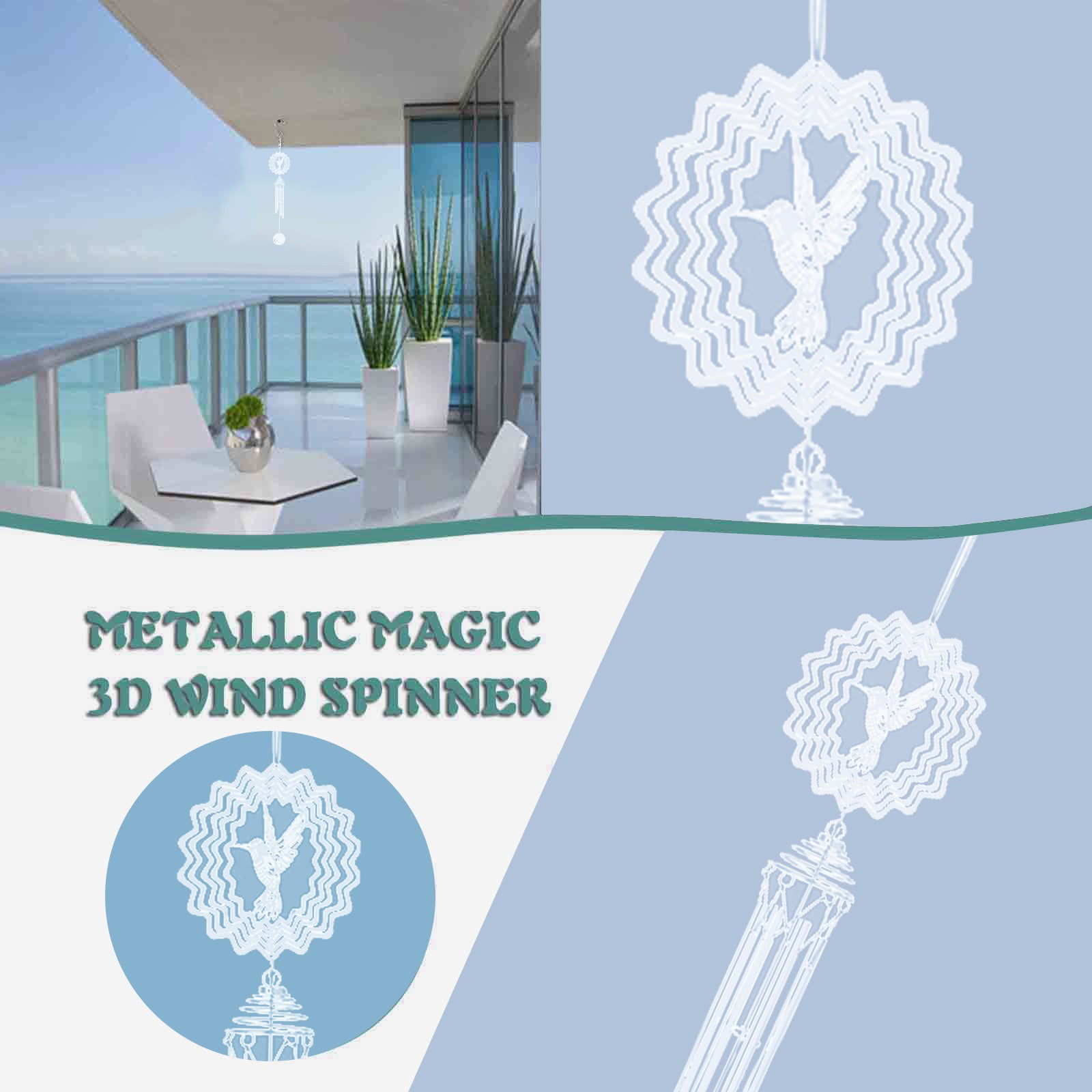 WQJNWEQ Stainless Steel Wind Spinner- 3D Indoor Outdoor Garden ...