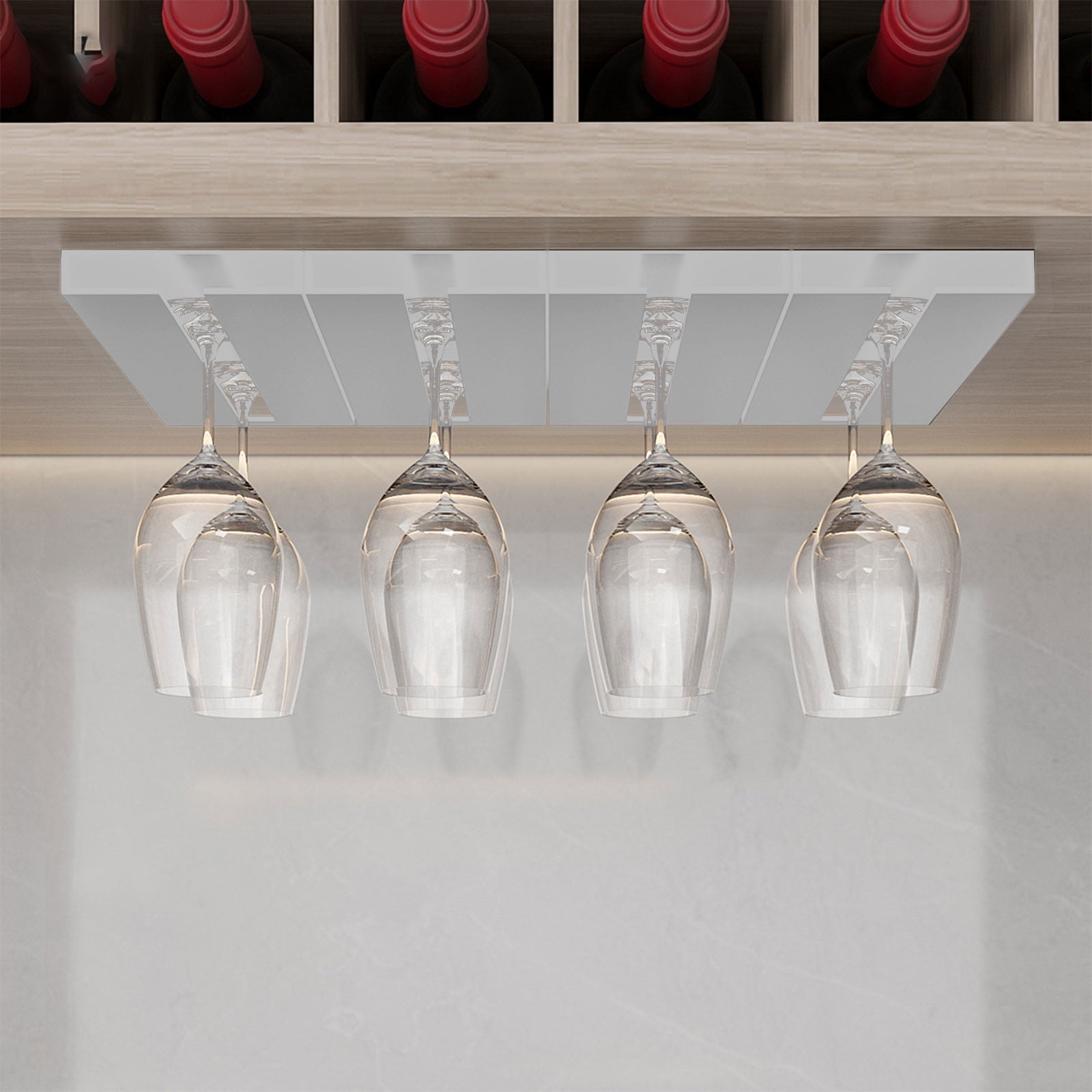 WQJNWEQ Punch-free Under Shelf Wine Glass Storage Rack, Plastic ...