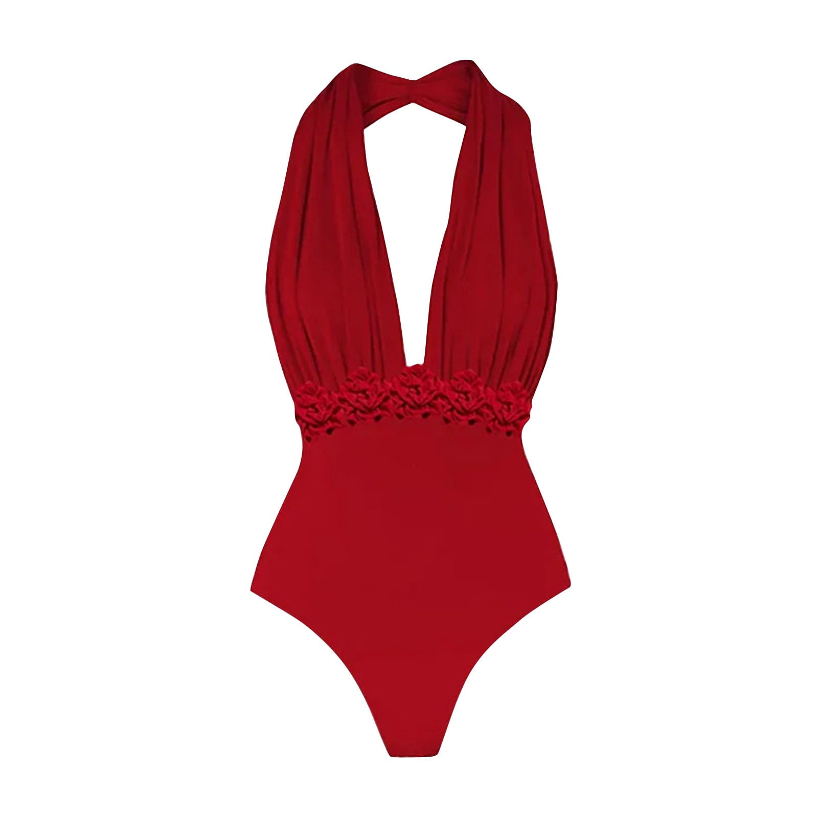 Wqjnweq Womens Swimsuits Bikinis Woman Bikini Roses Flower Shoulder