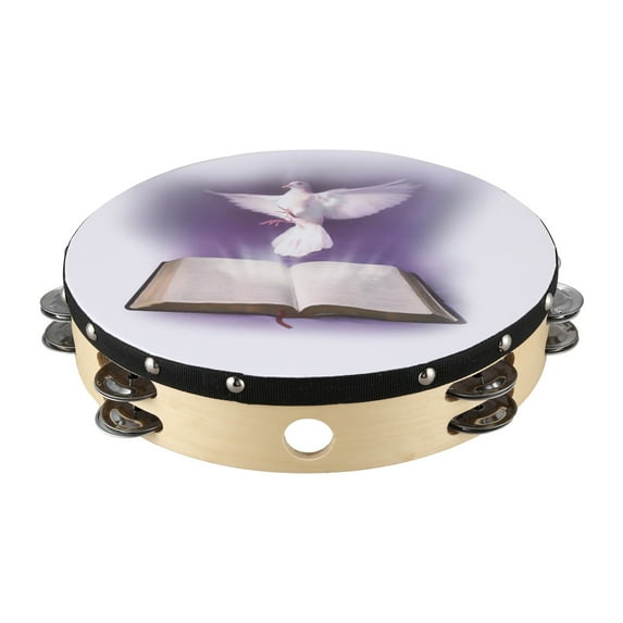 WQNZMADO 10 Inch Wooden Tambourine Pigeon Bible Music Percussion ...