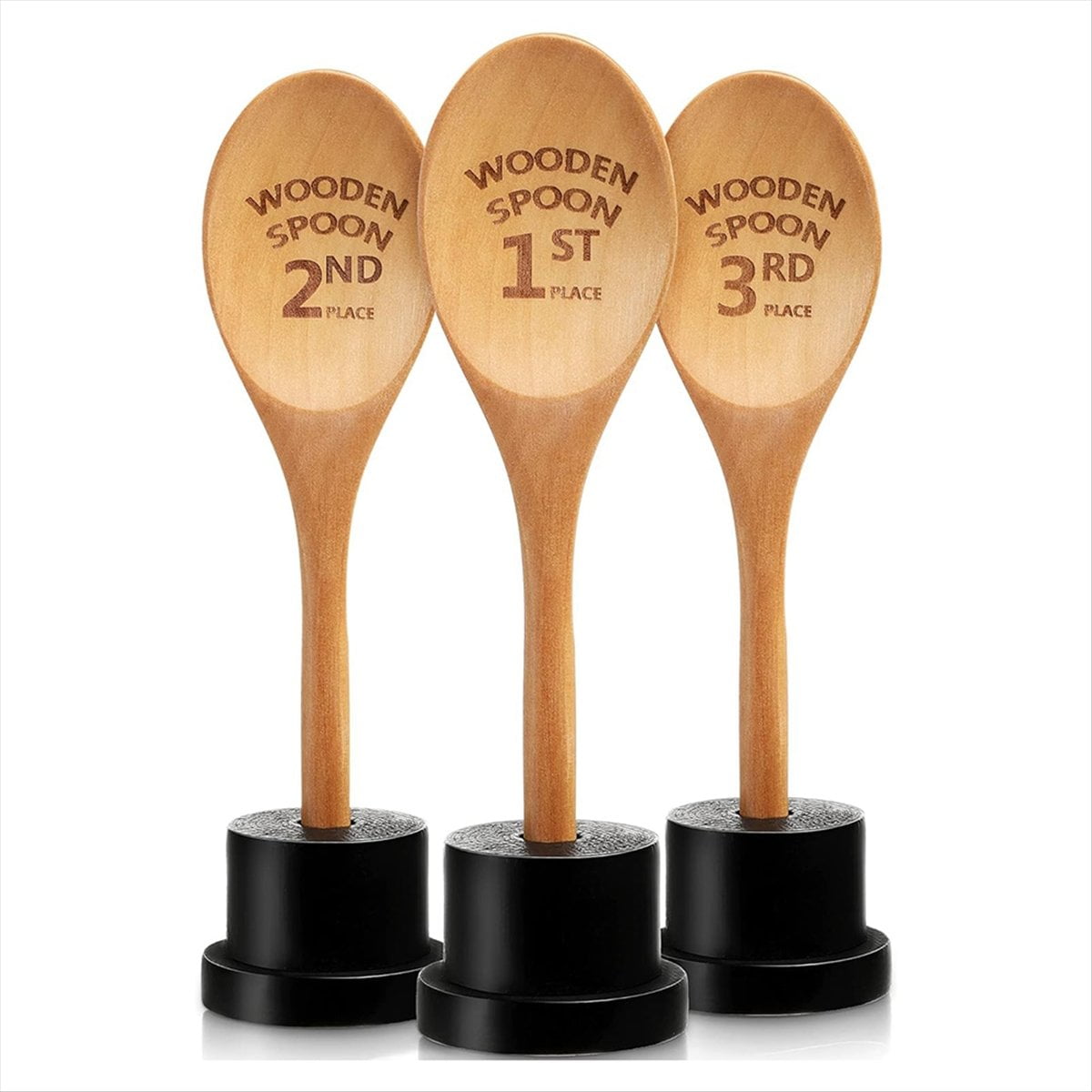 WQNZMADO 3 Pieces Golden Spoon Award Trophies Set Chili Cook Off Wood ...