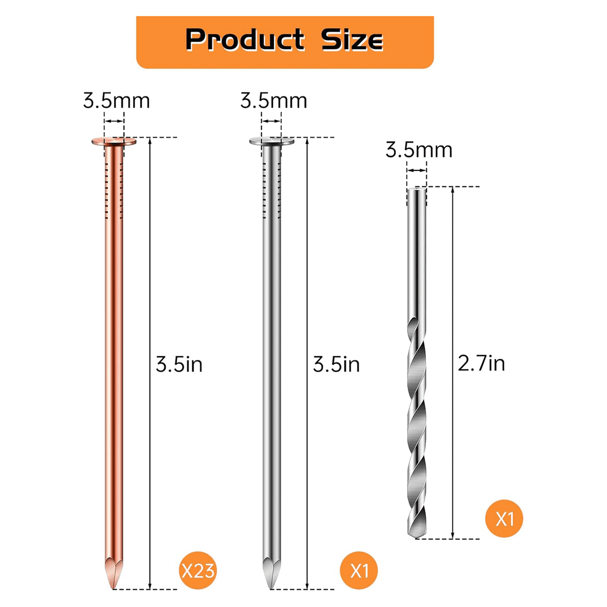 WQNZMADO Nail Spikes For Killing Tree 25 Pcs Copper Nails To Killing ...