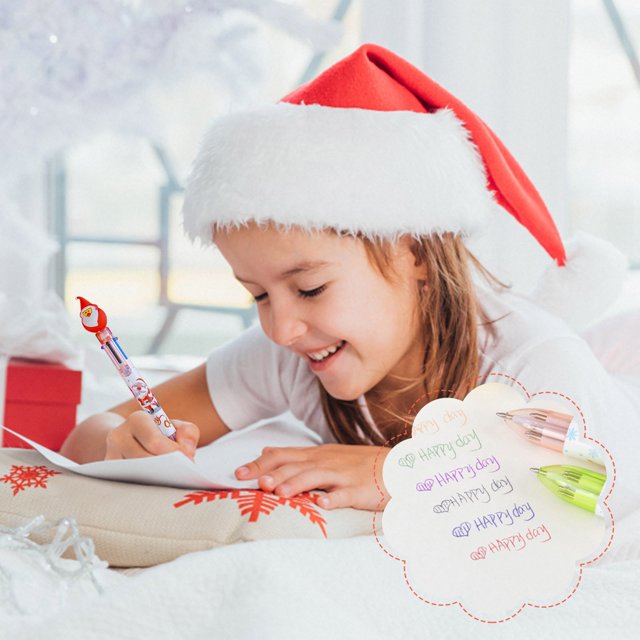 WQQZJJ 6 Color Christmas Ballpoint Pen Retractable Pens Assorted Color ...