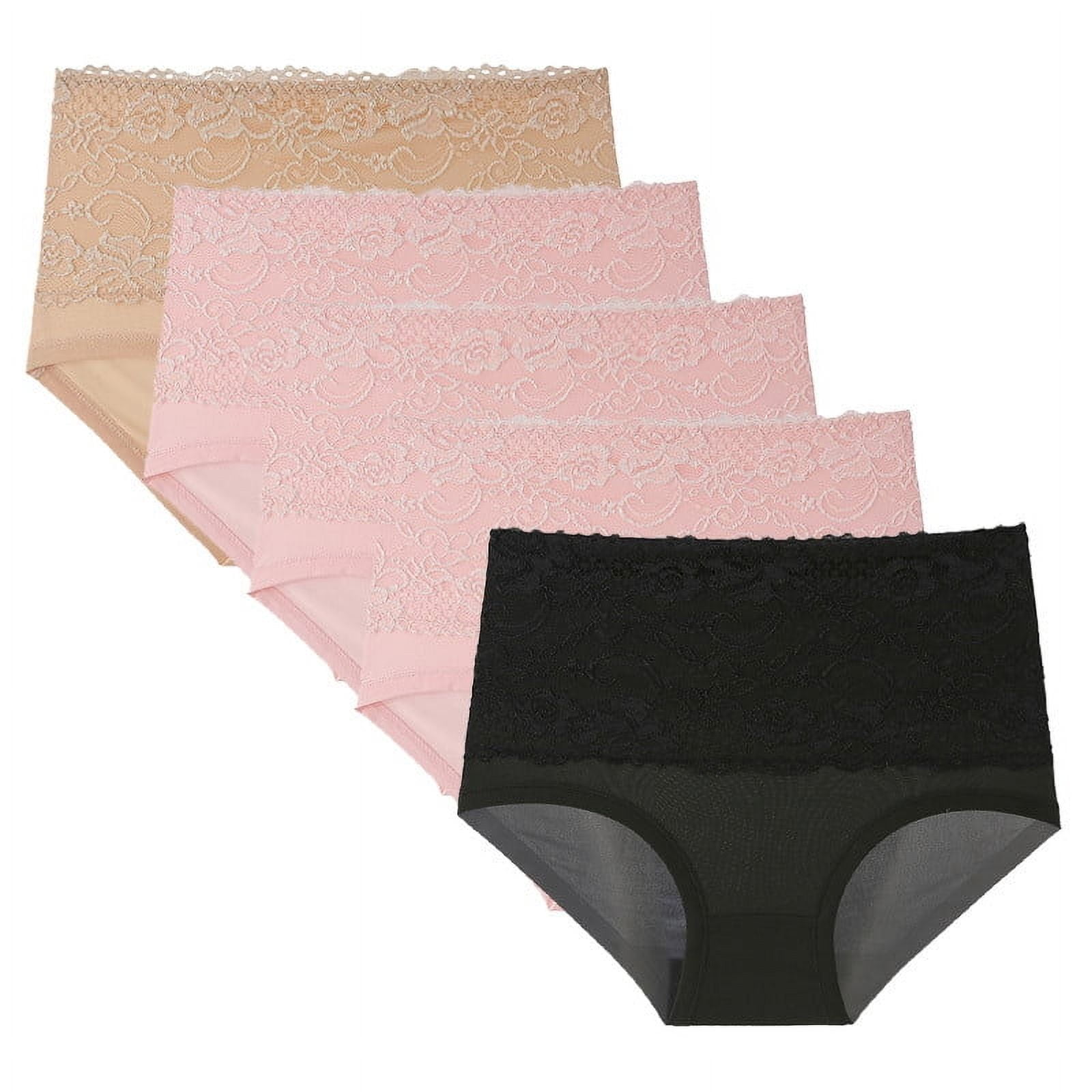 WQQZJJ Comfort Panty Packs for Women，5Pcs High Waist Lace Briefs Plus ...