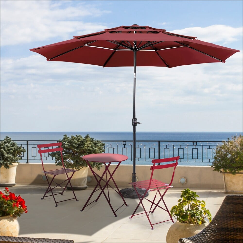 WQQi 3-Tier Patio Umbrella 10ft Vented Outdoor Canopy Sun Shade Double ...