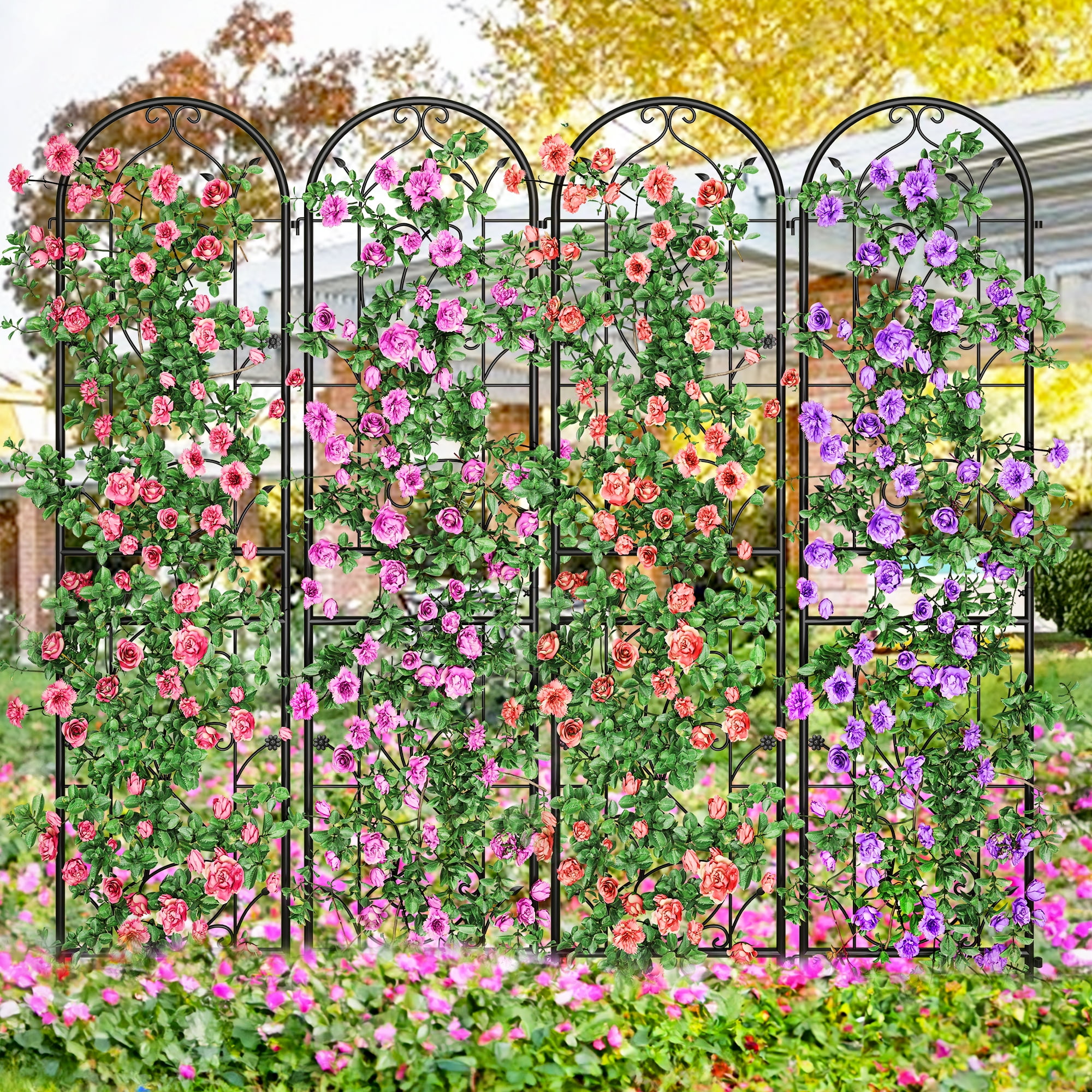 WQQi 4 Pack 87x20in Trellises Outdoor Metal Coated Rustproof Garden ...
