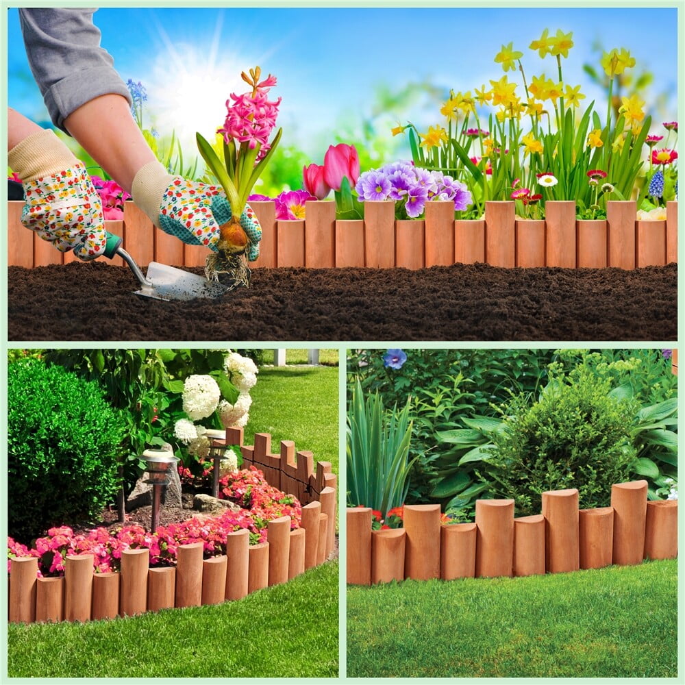WQQi Wooden Short Fences Garden Log Rolls Landscape Border Edging for ...