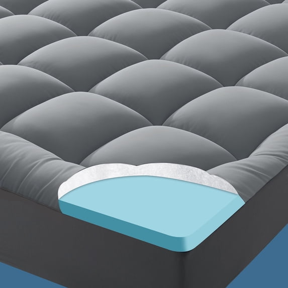 Grey Memory Foam Queen Mattress Topper, Extra Thick Mattress Pad for ...