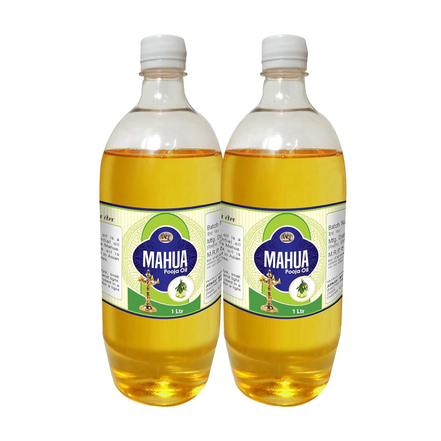 WQT Mahua Pooja Oil 1000 ML Pack of 2 for Hindu Ritual Ceremony God ...