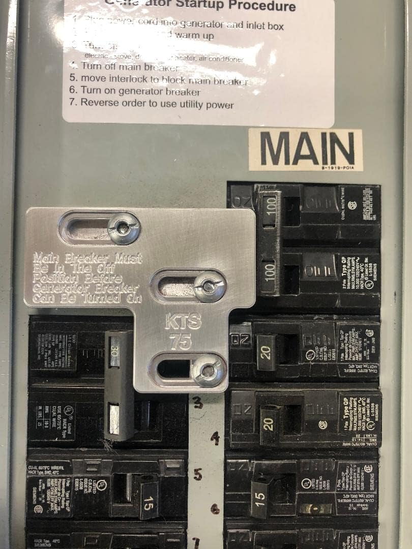 WR-75 100 amp Generator Interlock for Electrical Panels, Horizontal ...