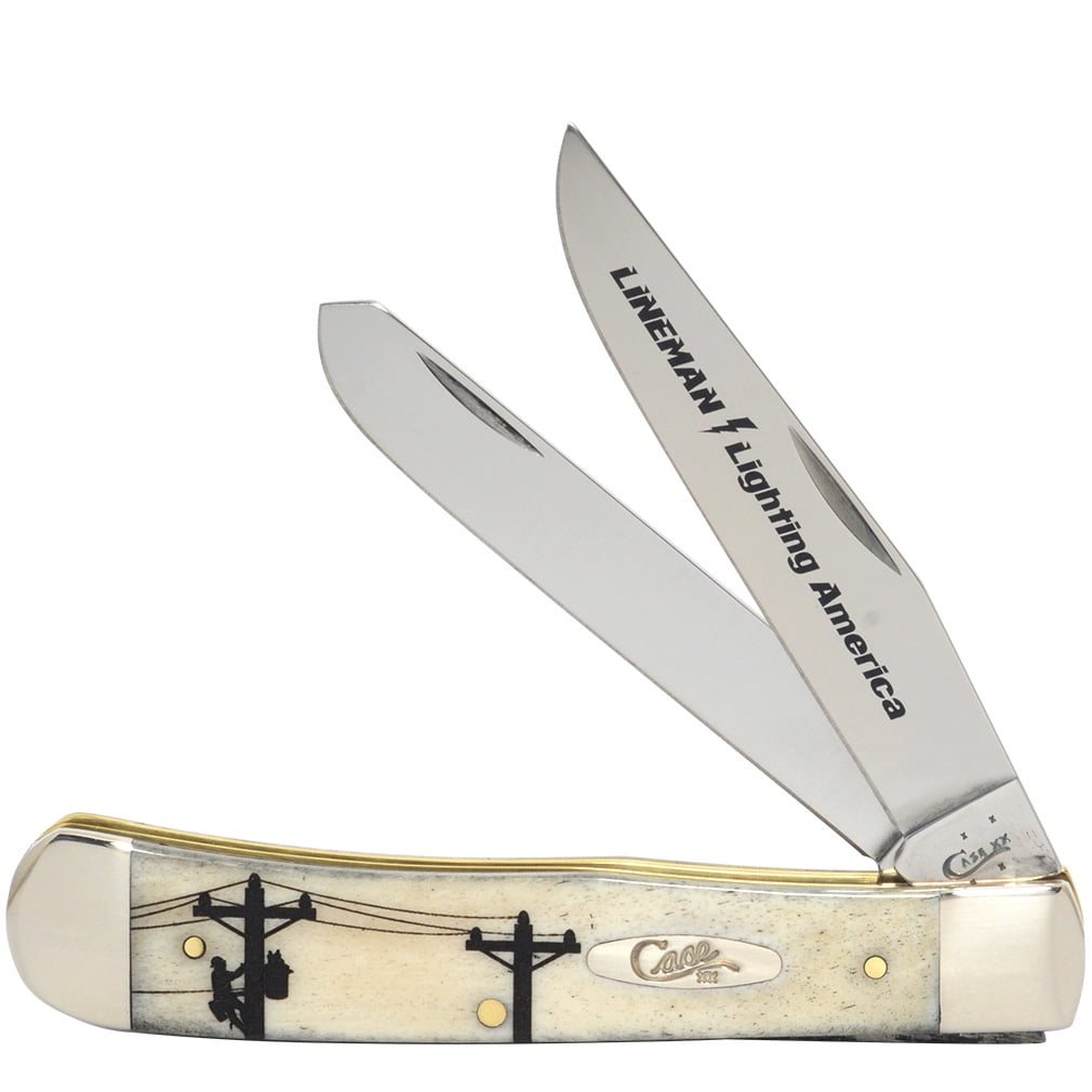WR Case XX Pocket Knife 9144560 AMERICAN LINEMAN NATURAL BONE TRAPPER - SECOND EDITION(6254 SS ...