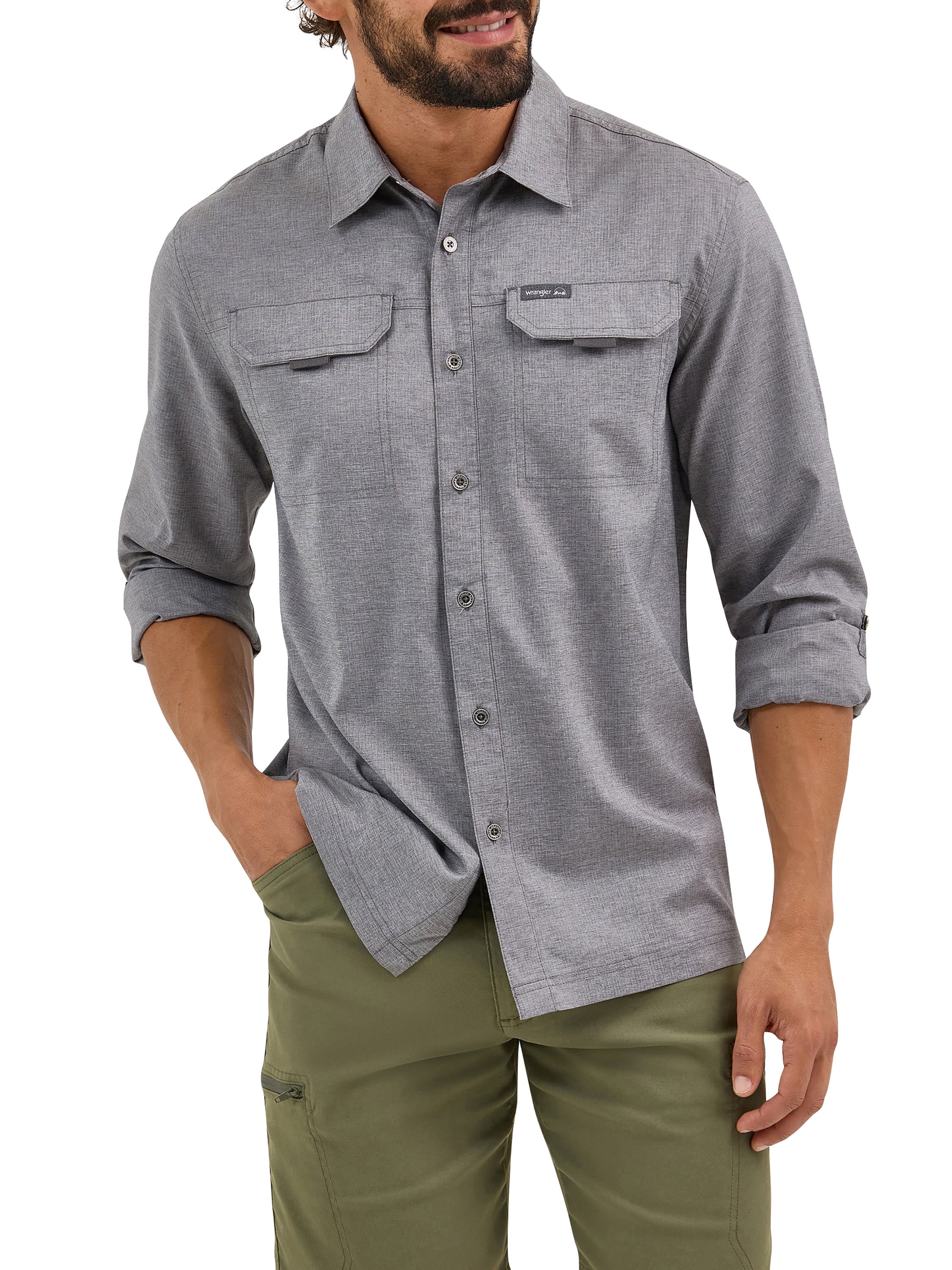 Wrangler® Outdoor Men's Long Sleeve Thru Hike Shirt Sizes S-3XL ...