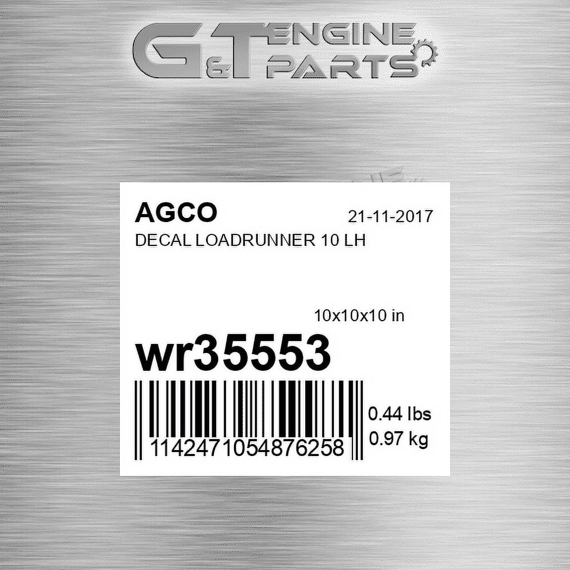 WR35553 DECAL LOADRUNNER 10 LH fits AGCO (New OEM) - Walmart.com