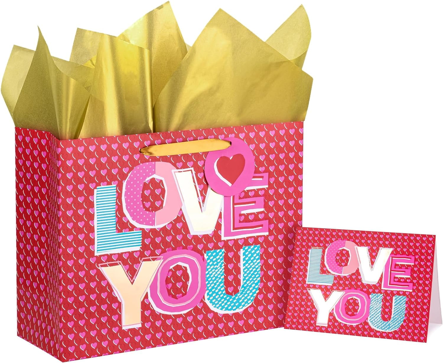WRAPAHOLIC 13" Large Valentine's Day Gift Bag with Card and Tissue ...