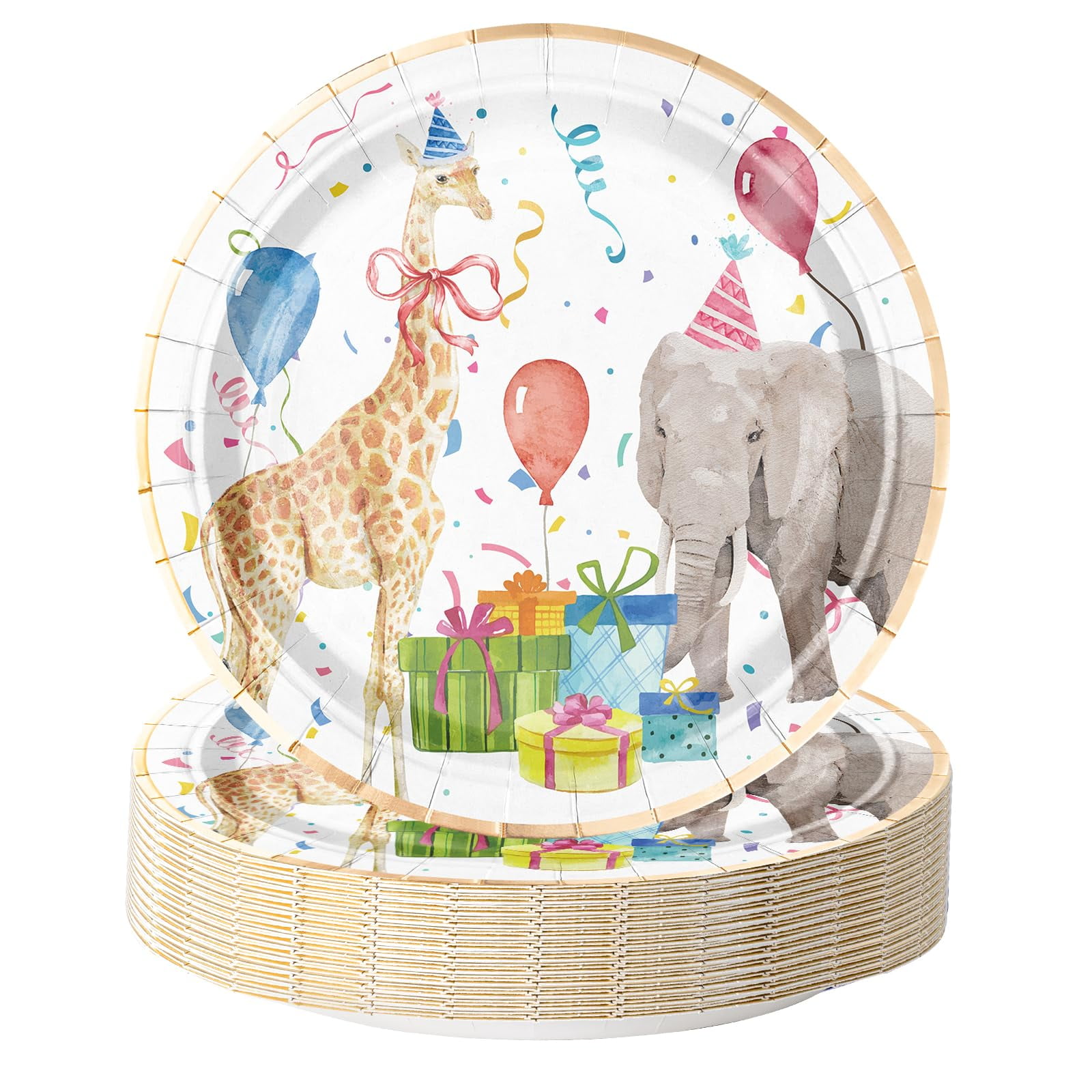 WRAPAHOLIC 25Pcs Birthday Paper IFF17 Plates - 9 Inch Adorable Animal ...