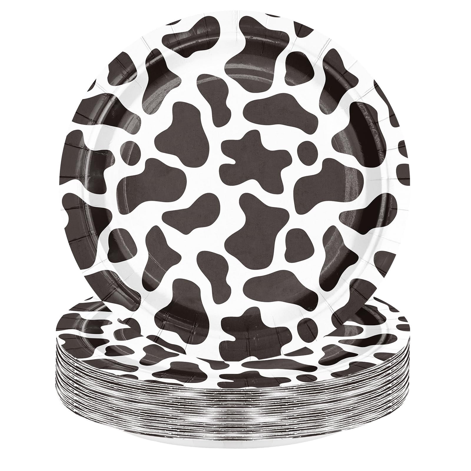 WRAPAHOLIC 25Pcs Cow Paper Plates - AFN17 Inch Cow Prints Disposable ...
