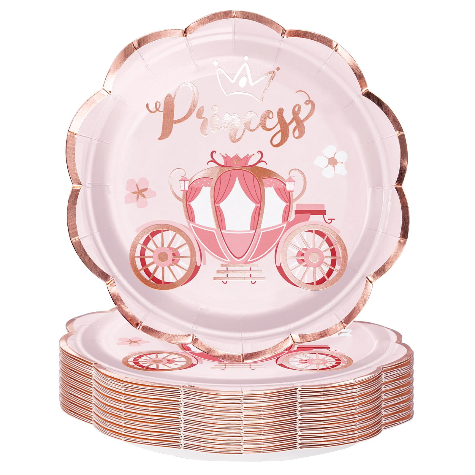 WRAPAHOLIC 25Pcs Princess Paper Plates - AFN17 Inch Pink Princess ...