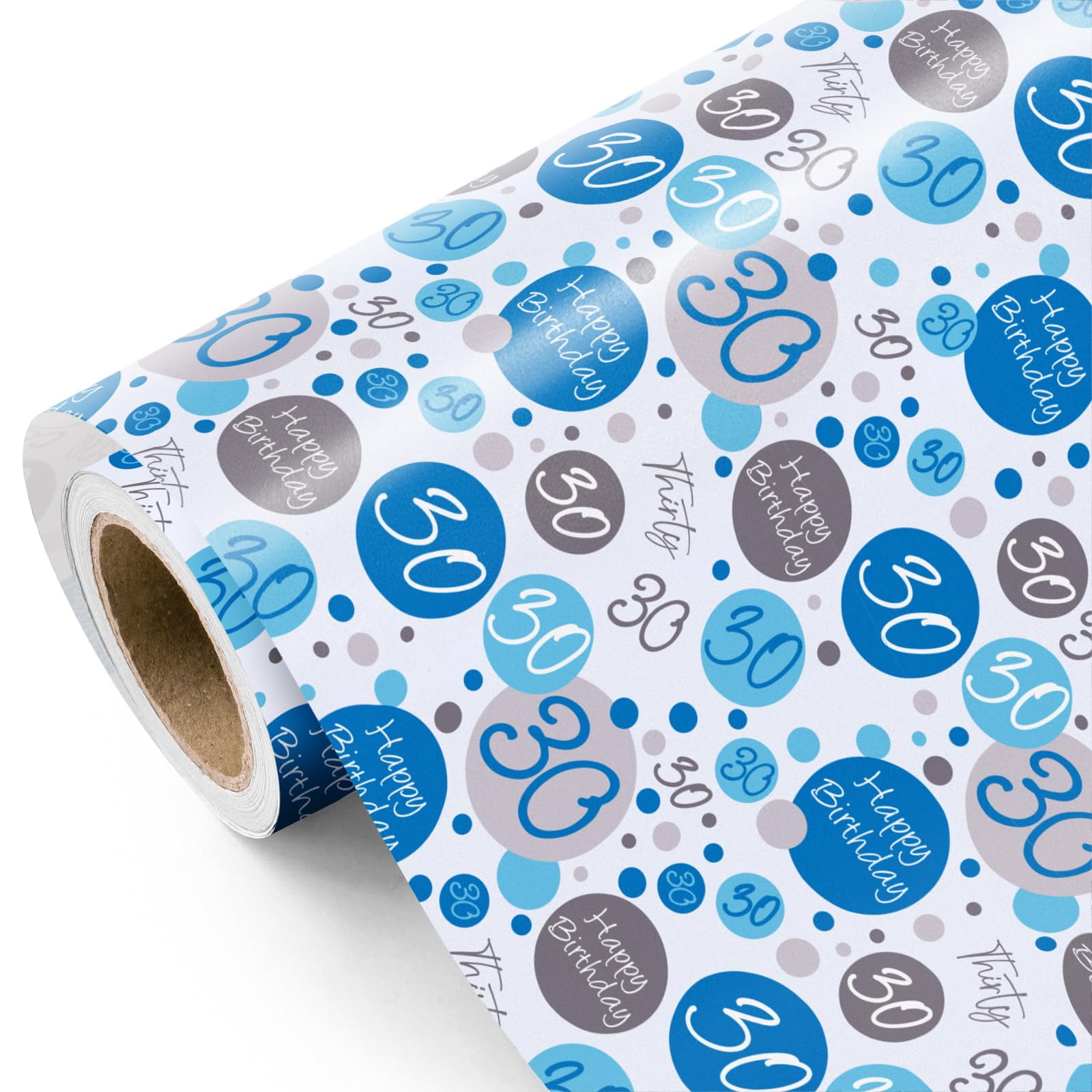 WRAPAHOLIC 30th Birthday Wrapping Paper - AIS1 Mini Roll - 17 Inch x 33 ...
