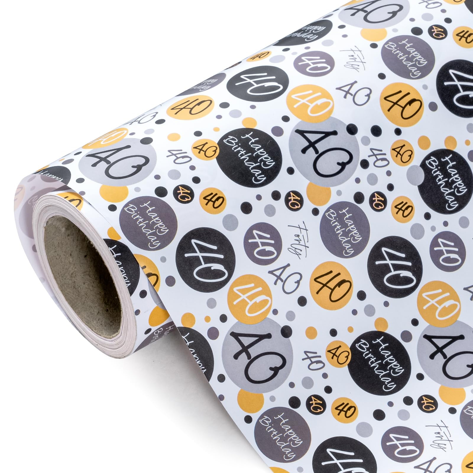 WRAPAHOLIC 40th Birthday Wrapping MMF7 Paper - Mini Roll - 17 Inch X 33 ...