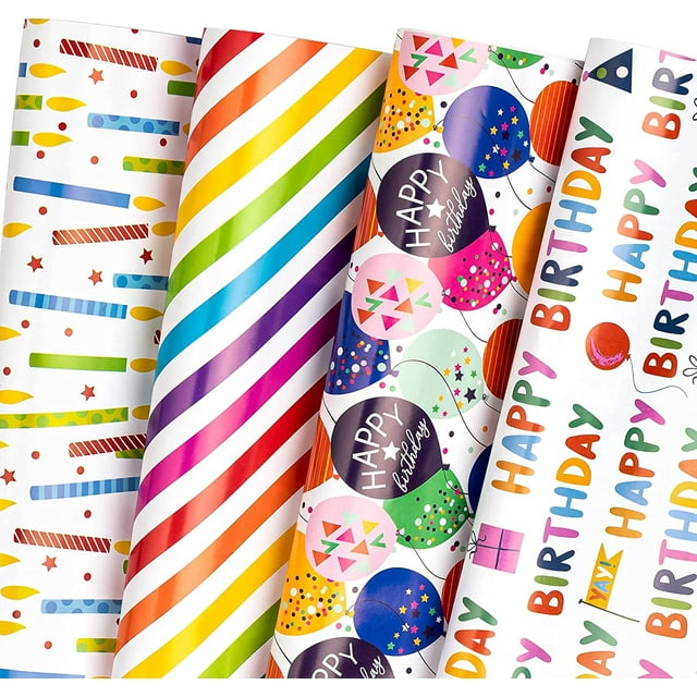 WRAPAHOLIC Birthday Wrapping Paper - 12 Sheets with Tags, Folded for ...