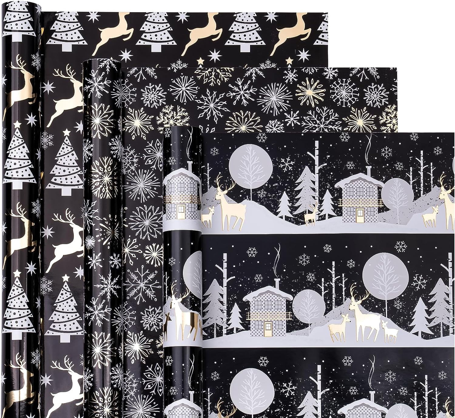 WRAPAHOLIC Christmas Wrapping Paper Roll - Mini Roll - 3 Rolls - 17 ...