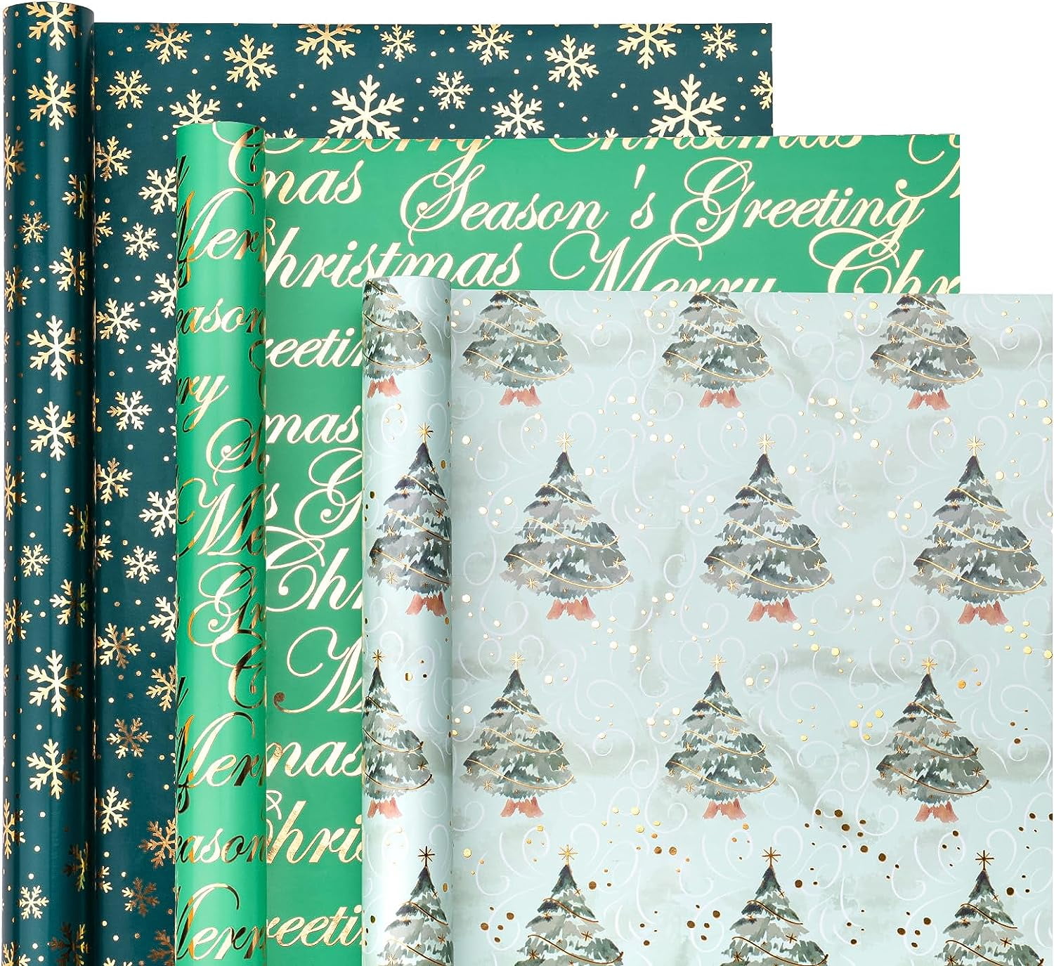 WRAPAHOLIC Christmas Wrapping Paper Roll - Mini Roll - 3 Rolls - 17 ...