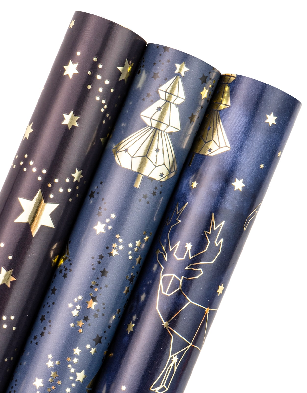 WRAPAHOLIC Christmas Wrapping Paper Roll - Mini Roll - 3 Rolls - 17 Inch X 120 Inch Per Roll ...