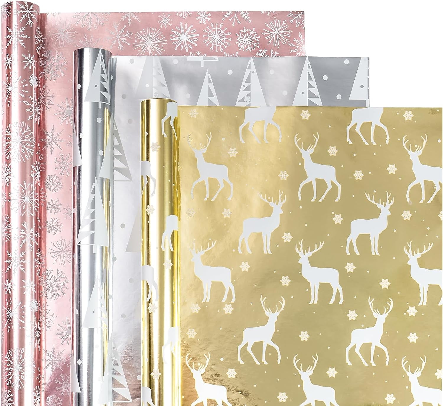 WRAPAHOLIC Christmas Wrapping Paper Roll - Mini Roll - 3 Rolls - 17 ...