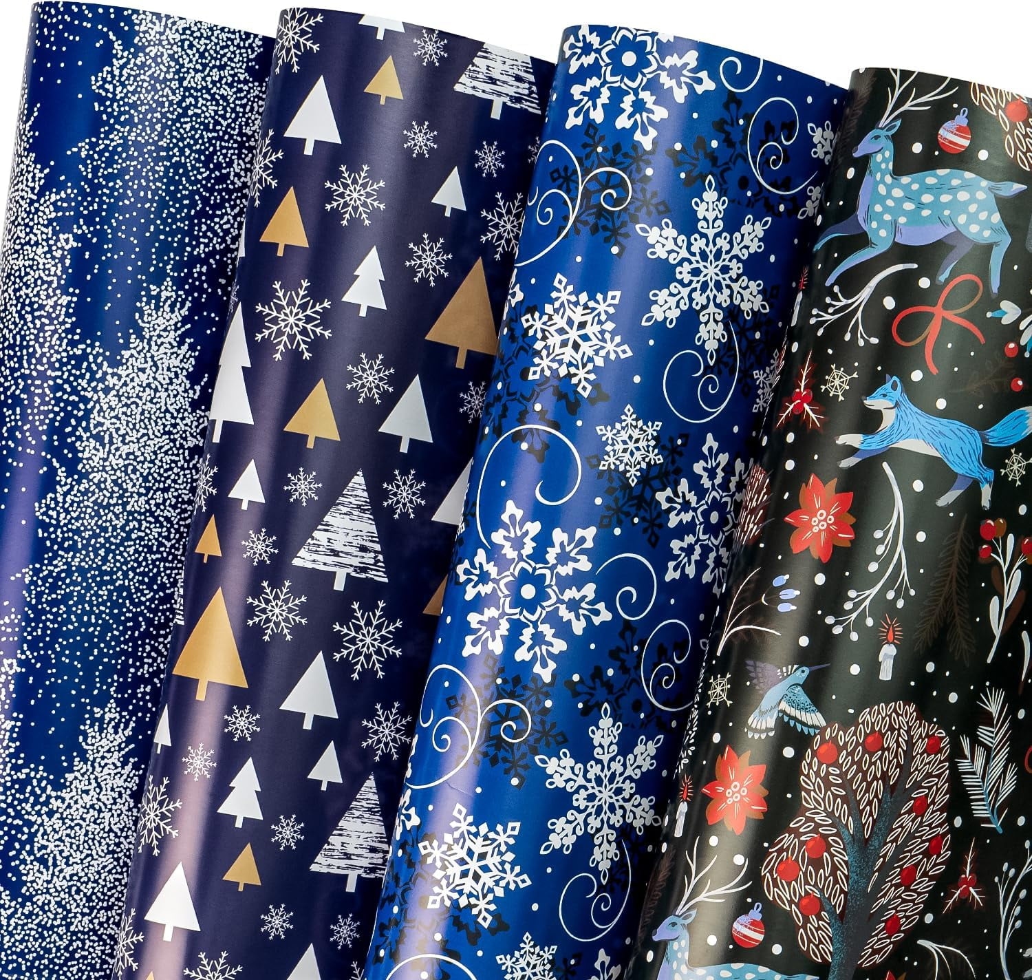 WRAPAHOLIC Christmas Wrapping Paper Sheet - 12 Sheets Blue Chrismas ...