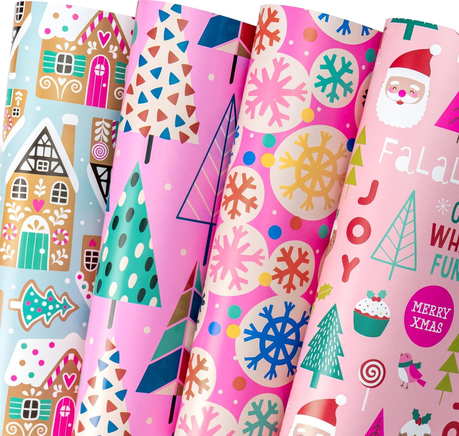 WRAPAHOLIC Christmas Wrapping Paper Sheet - 12 Sheets Pink Chrismas ...